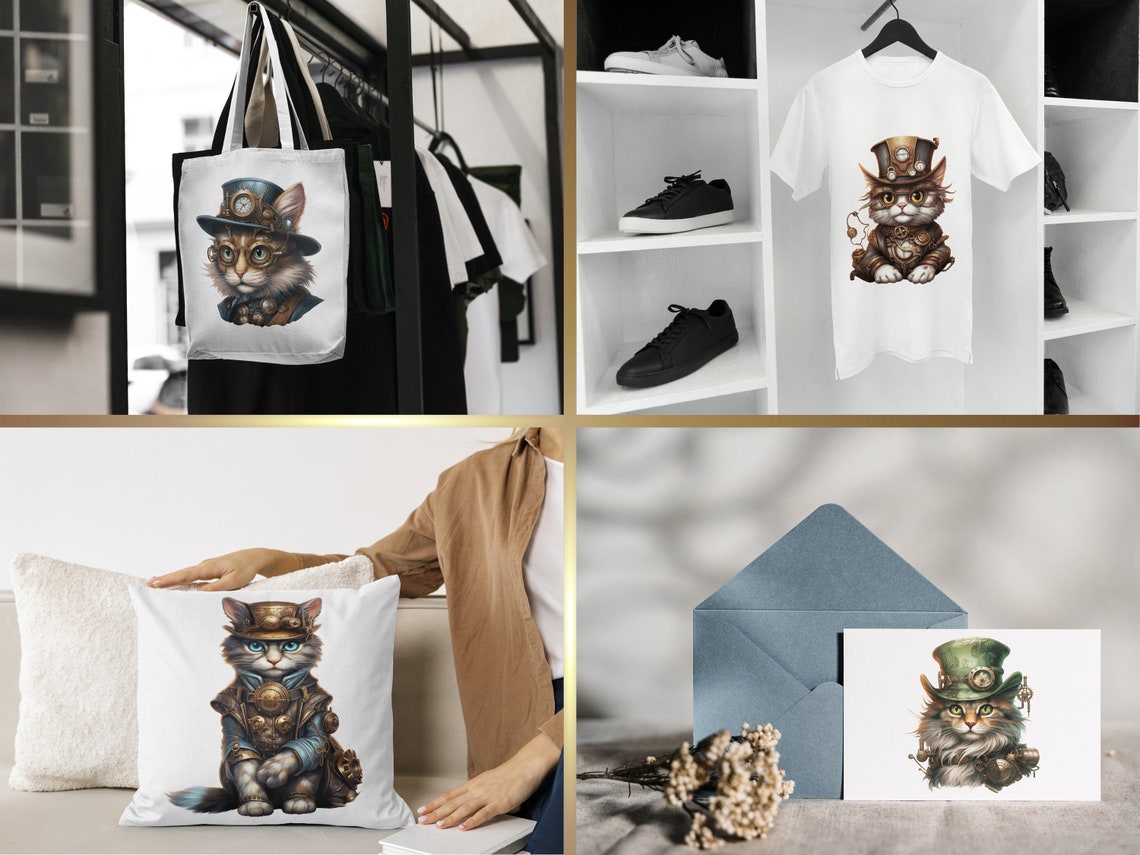 Steampunk Cats PNG Bundle - 87 Cats Clipart Pngs, Cats Clipart, Animals ...