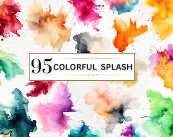 Watercolor Splash Clipart Pastel Watercolor Splashes PNG Alcohol Ink ...