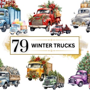 Watercolor Truck Clipart - 79 Watercolor Winter Clipart Pngs, Red Truck ...
