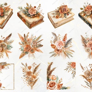 Boho Flower Clipart Watercolor Flower PNG Boho Floral Clipart Spring ...