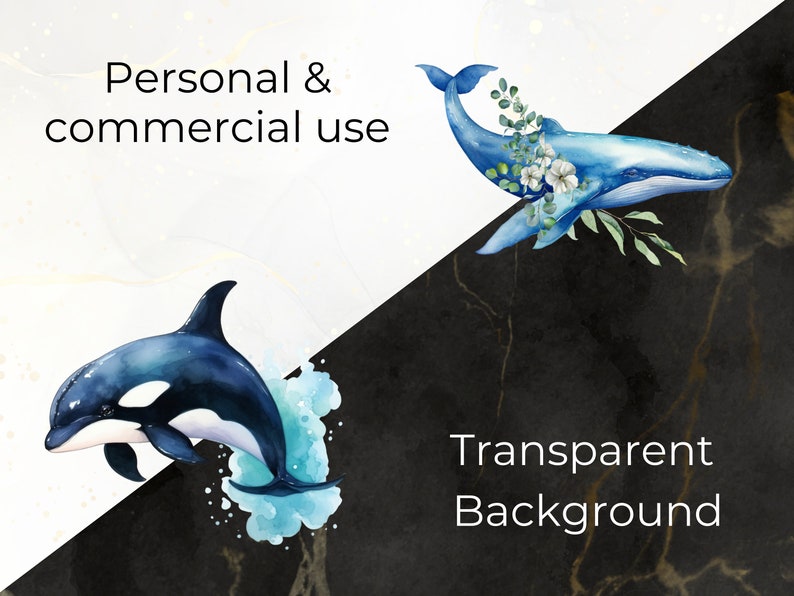 Whale Clipart Watercolor Whales PNG, Under the Sea PNG Cute Sea Animals ...