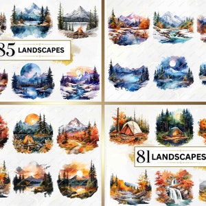 Landscape Clipart Bundle Watercolor Landscape PNG Scenery Prints ...