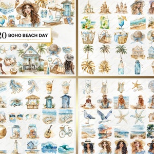 Summer Clipart PNG Watercolor Summer PNG Tropical Summer Clip Art Beach ...