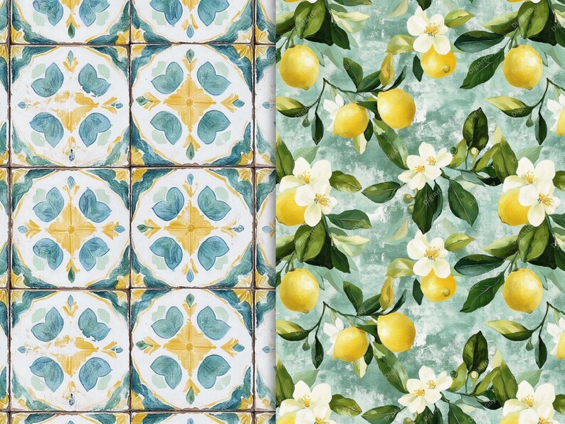 Mediterranean Seamless Patterns Blue Digital Print Summer Digital Paper ...