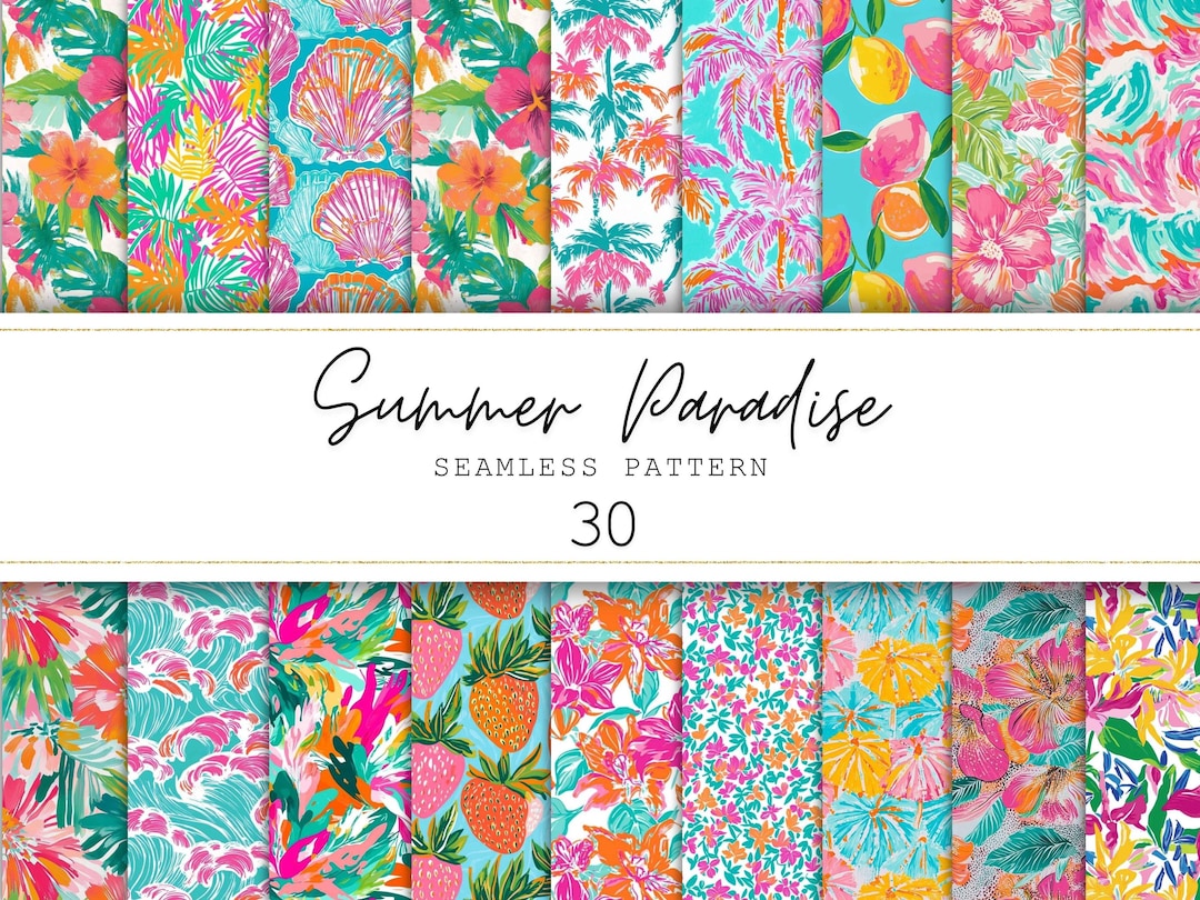 Summer Seamless Patterns Tropical Summer Digital Paper Floral ...