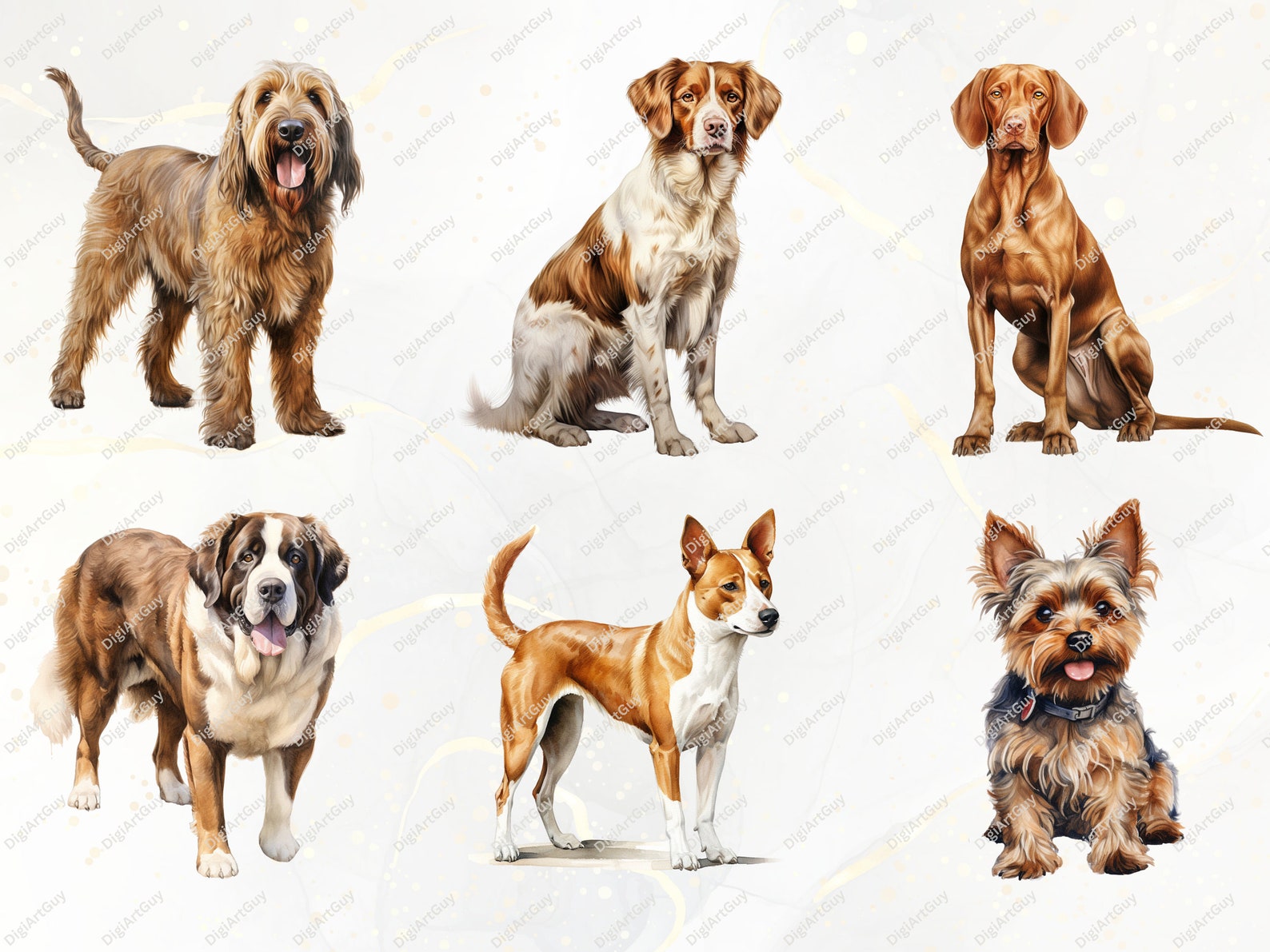 Dog Clipart Bundle - 190 Watercolor Dogs Clipart PNG, Dog Breeds PNG ...