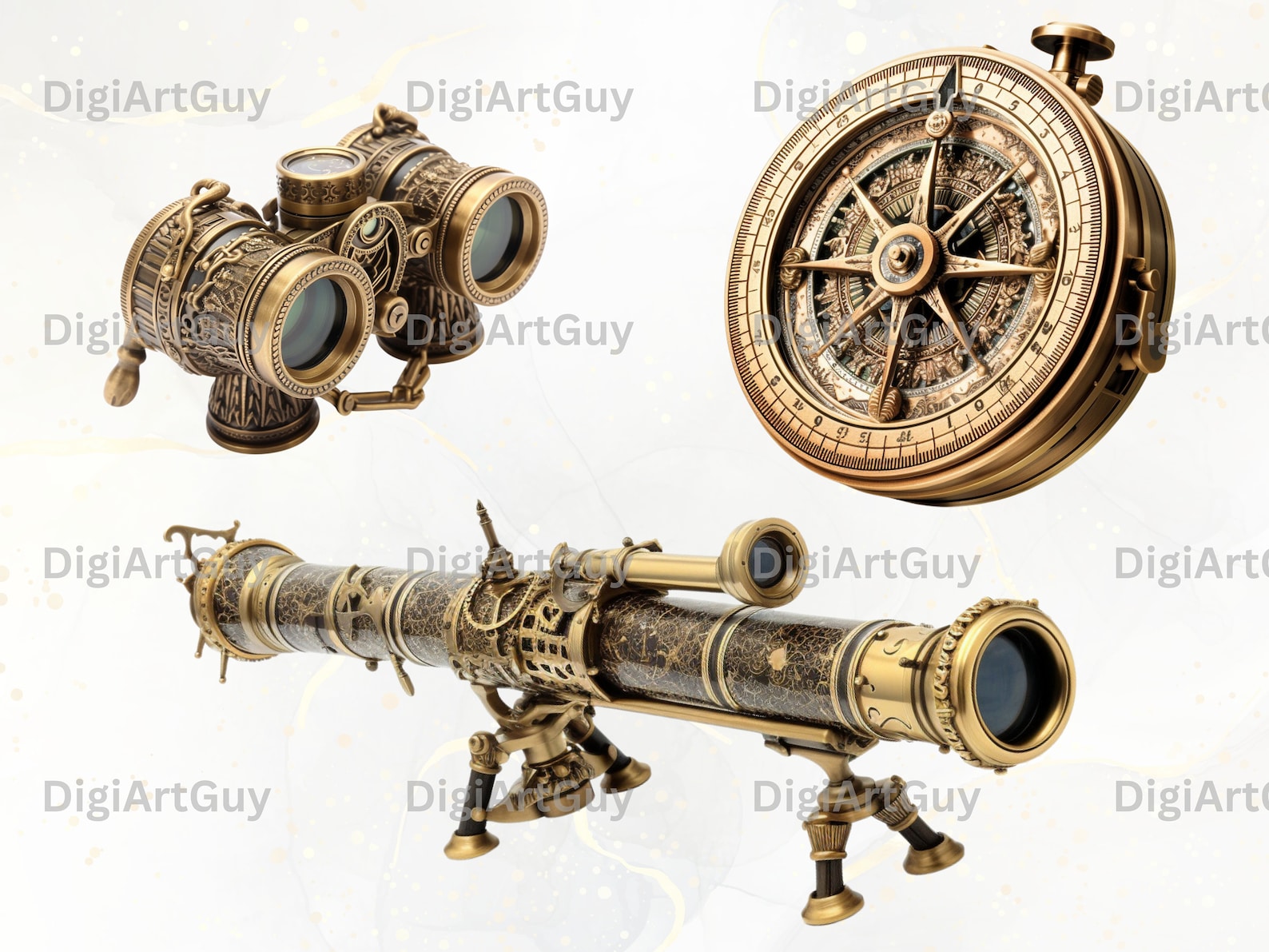 Steampunk Gadgets Clipart Bundle - Watercolor Steampunk Clipart ...