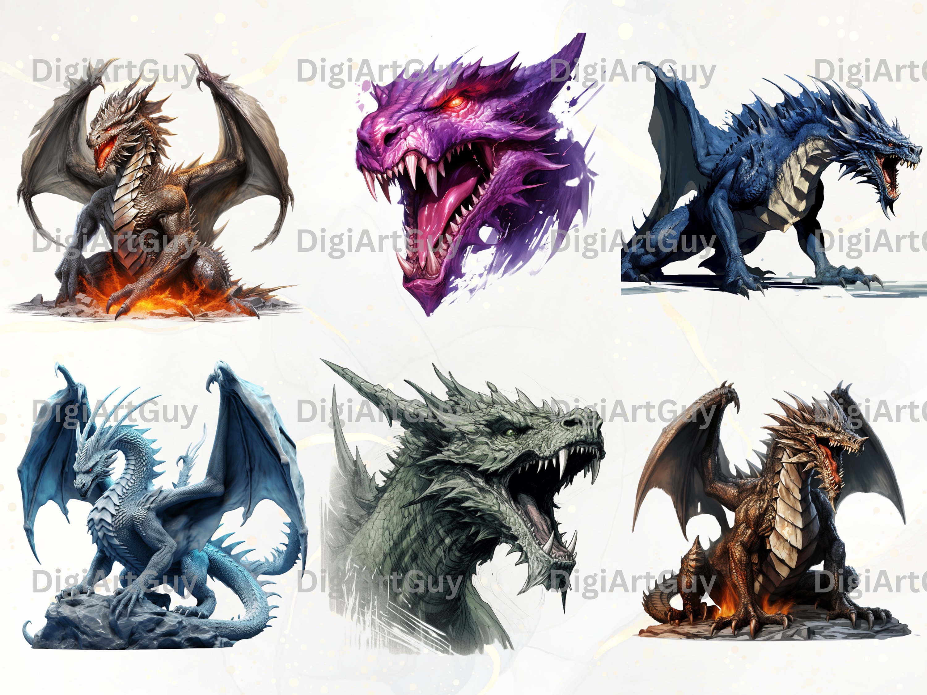 Ultra Realistic Dragons PNG Bundle - 160 Dragon Pngs, Dragon Clipart ...