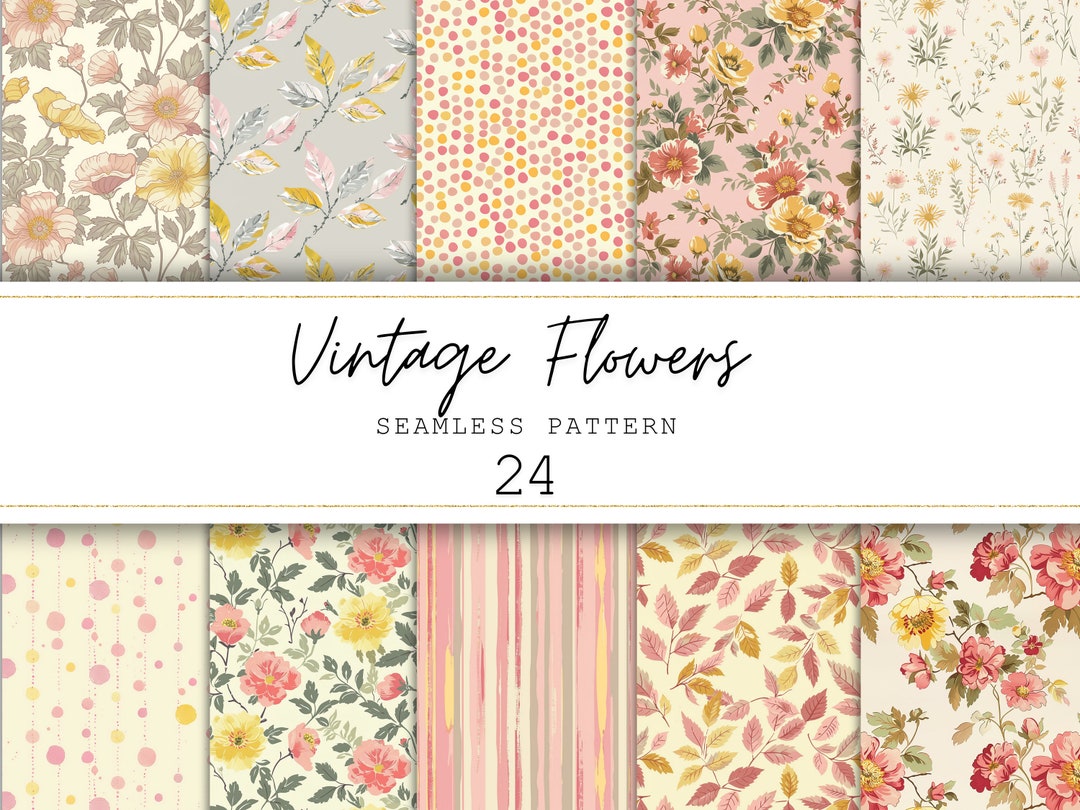 Vintage Floral Seamless Pattern Shabby Flowers Digital Paper Junk ...