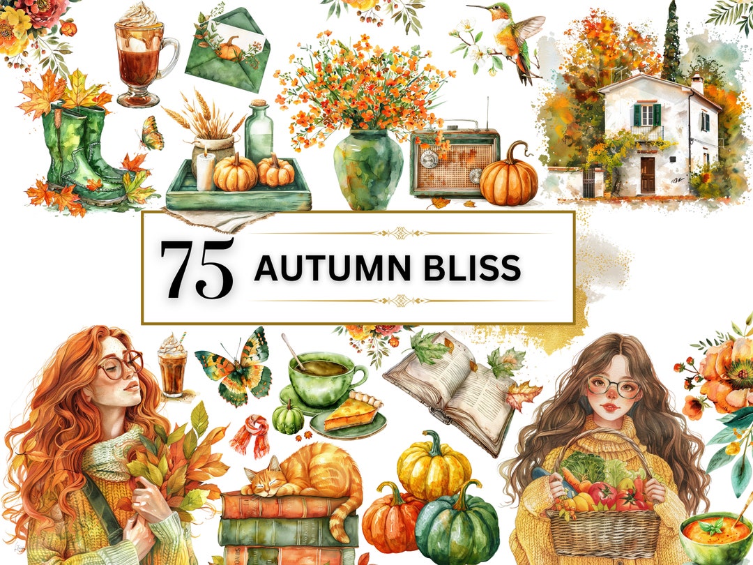 Watercolor Fall Clipart Bundle Watercolor Autumn Clipart PNG Pumpkin ...