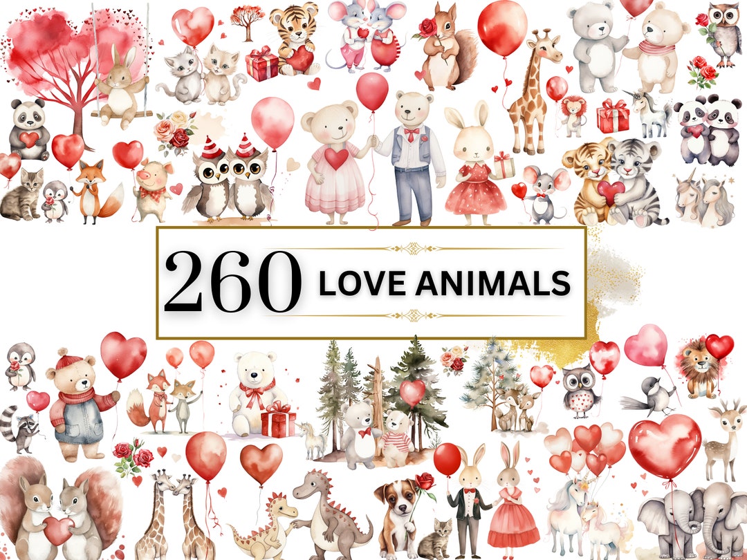 Valentines Animals Clipart - 260 Valentines Day Clipart, Valentine PNG ...
