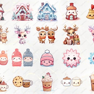 Kawaii Clipart Bundle - 331 Kawaii Winter Clipart PNG, Cute Kawaii PNG ...