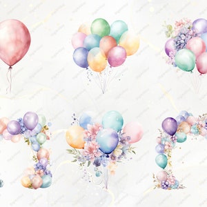 Balloons Clipart Watercolor Birthday Clipart Party Balloon PNG Set ...