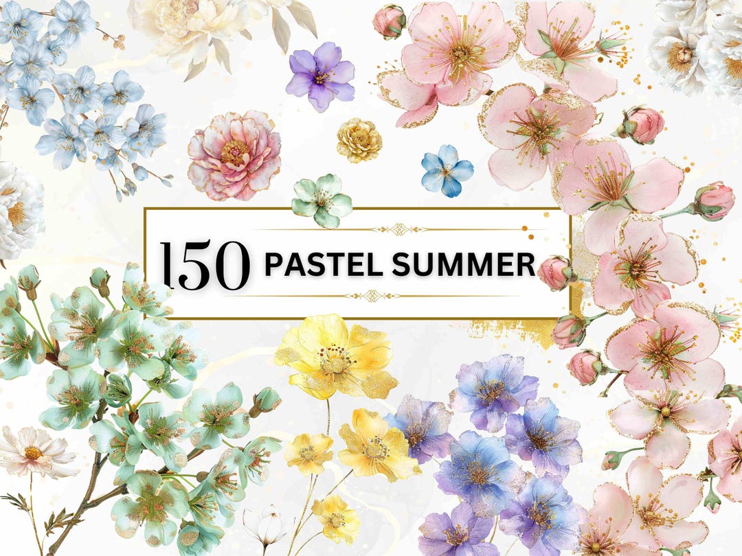 Summer Flower Clipart Bundle Watercolor Summer PNG Floral Bouquet Png ...