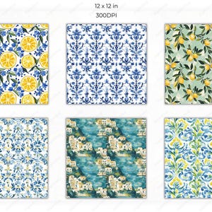 Mediterranean Seamless Patterns Blue Digital Print Summer Digital Paper ...