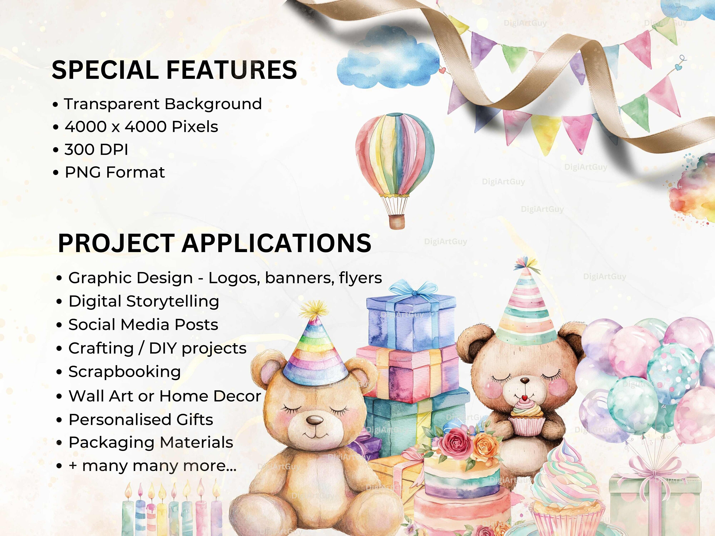 Rainbow Birthday Watercolor Clipart Celebration Illustrations ...
