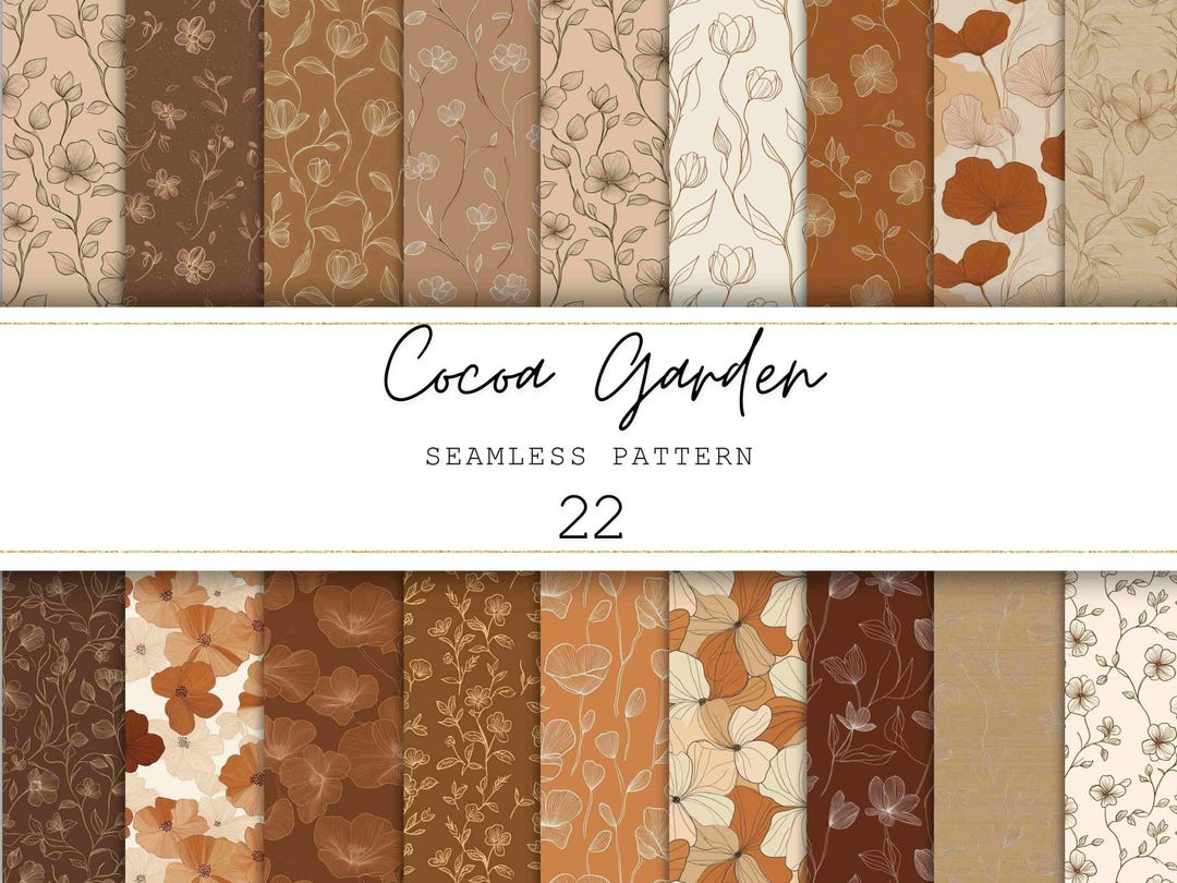 Neutral Floral Seamless Patterns Ditsy Floral Digital Pattern Neutral ...