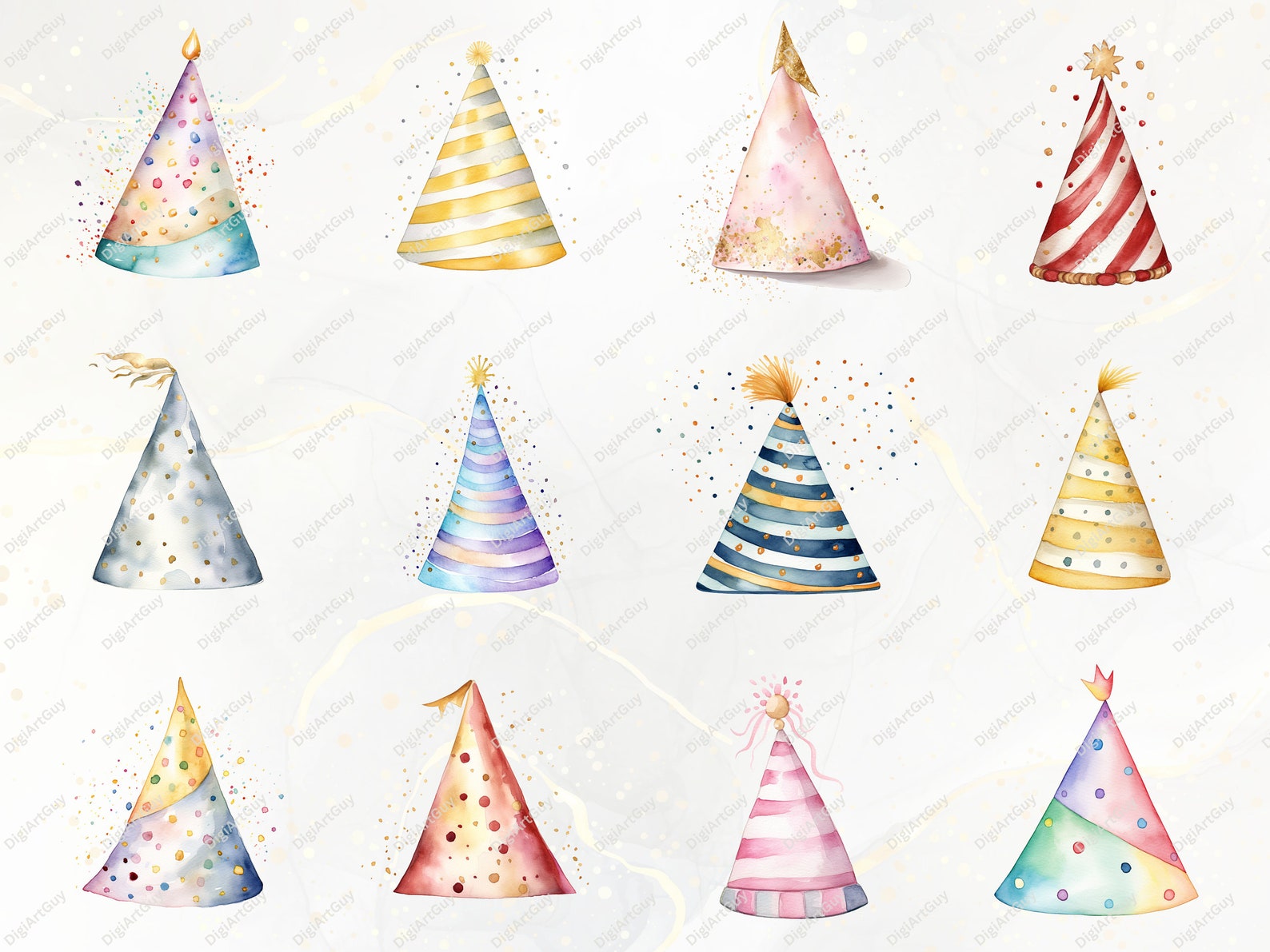 Party Clipart Watercolor Party Hats PNG Birthday Hats Clipart Colourful ...