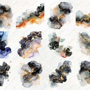 Black Watercolor Splash Clipart Watercolor Splashes PNG Alcohol Ink ...