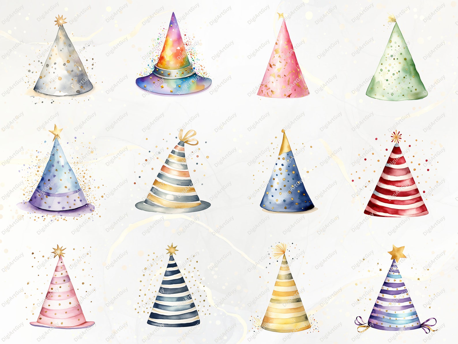 Party Clipart Watercolor Party Hats PNG Birthday Hats Clipart Colourful ...