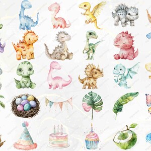 Dinosaur Watercolor Clipart Cute Dinosaur PNG Dino Clip Art T-rex ...