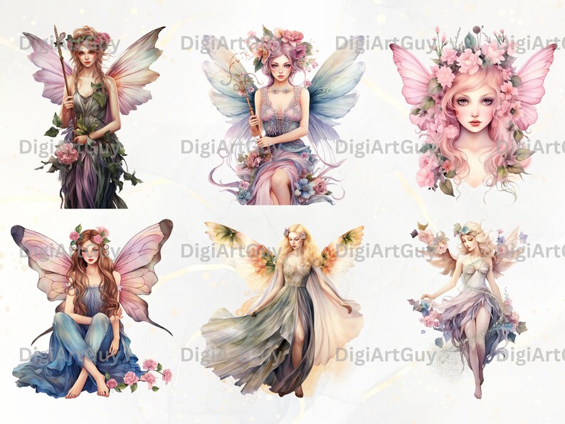 Floral Fairy Watercolor Clipart - 42 Watercolor Fairy Images, Fairytale ...