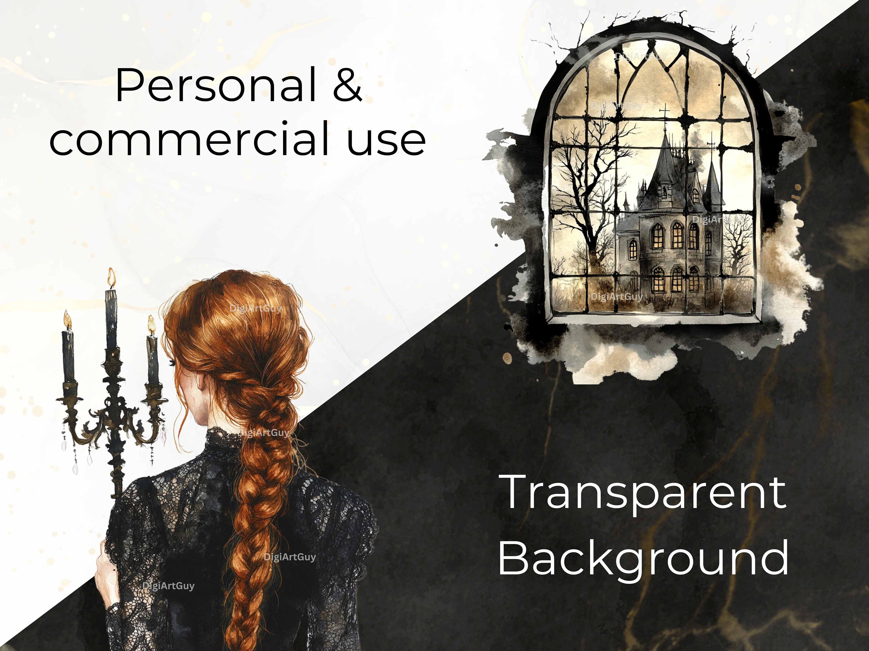Cozy Spooky Clipart Gothic PNG Watercolor Spooky Season PNG Horror PNG ...