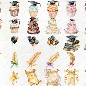 Graduation PNG Bundle Graduation Watercolor Clipart Graduation Girl ...