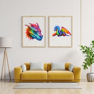 Rainbow Dragons Clipart Bundle - 80 Rainbow Dragon Pngs, Dragon Clipart ...
