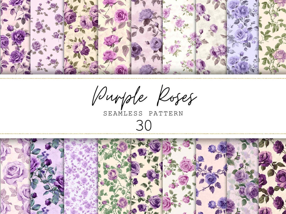 Floral Seamless Pattern Purple Roses Digital Paper Junk Journal Paper ...