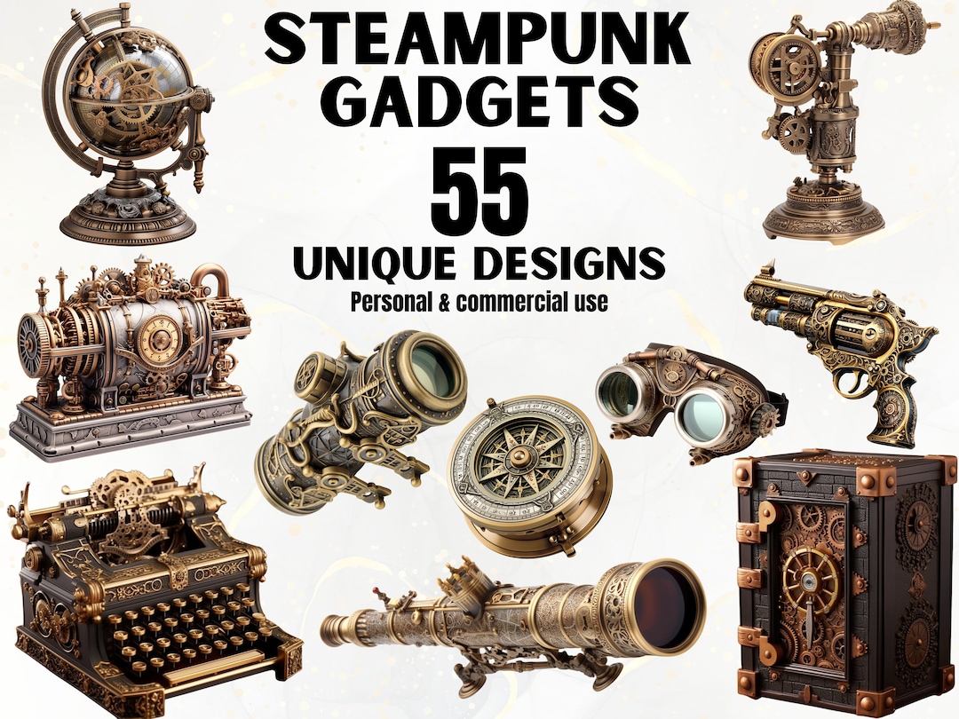 Steampunk Gadgets Clipart Bundle - Watercolor Steampunk Clipart ...