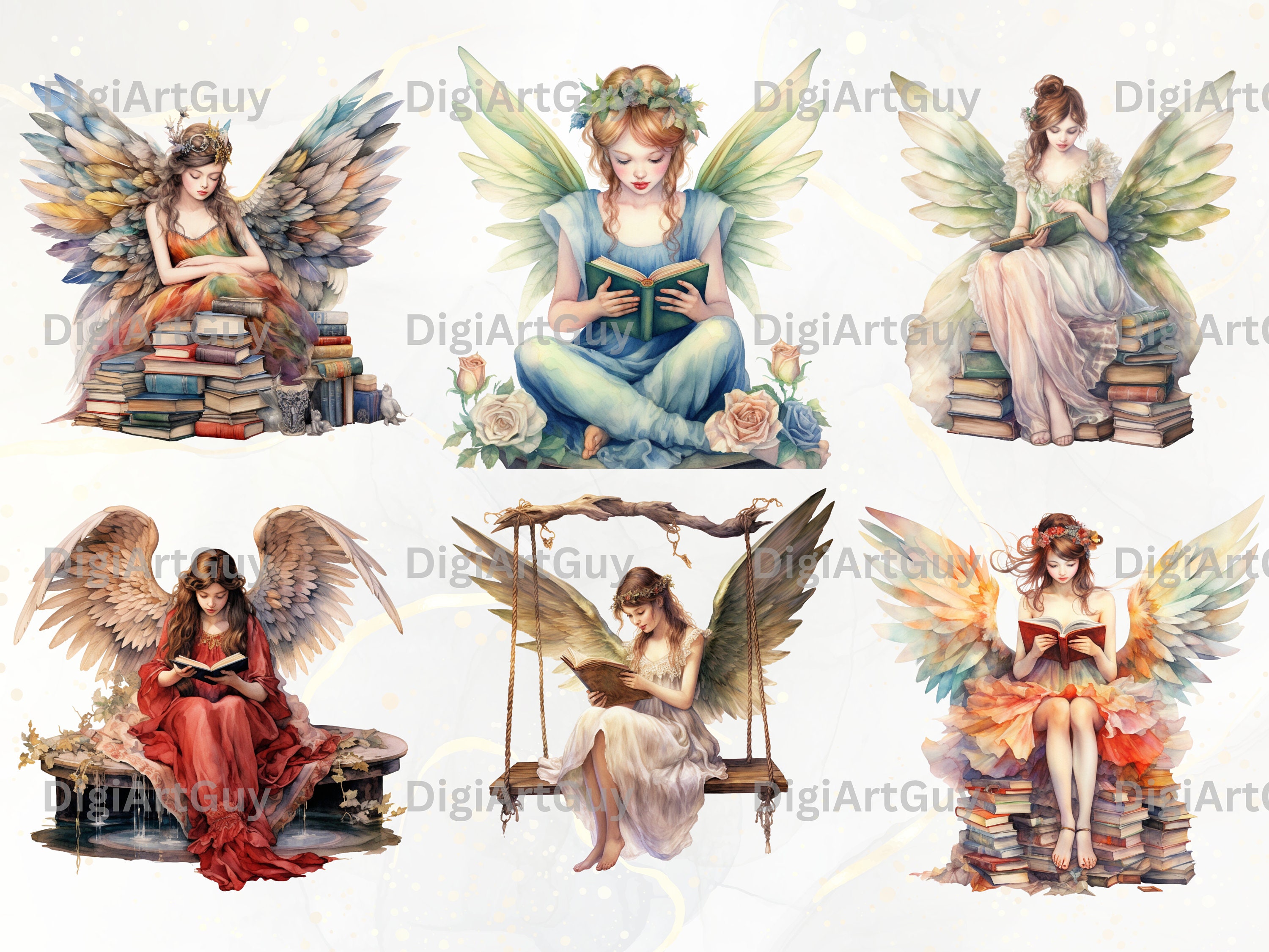 Book Fairy Watercolor Clipart - 33 Watercolor Fairy Images, Fairytale ...