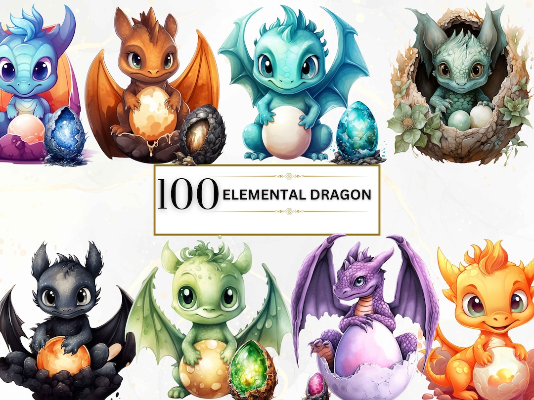 Elemental Dragon PNG Cute Dragon Clipart Colourful Dragon Graphics ...