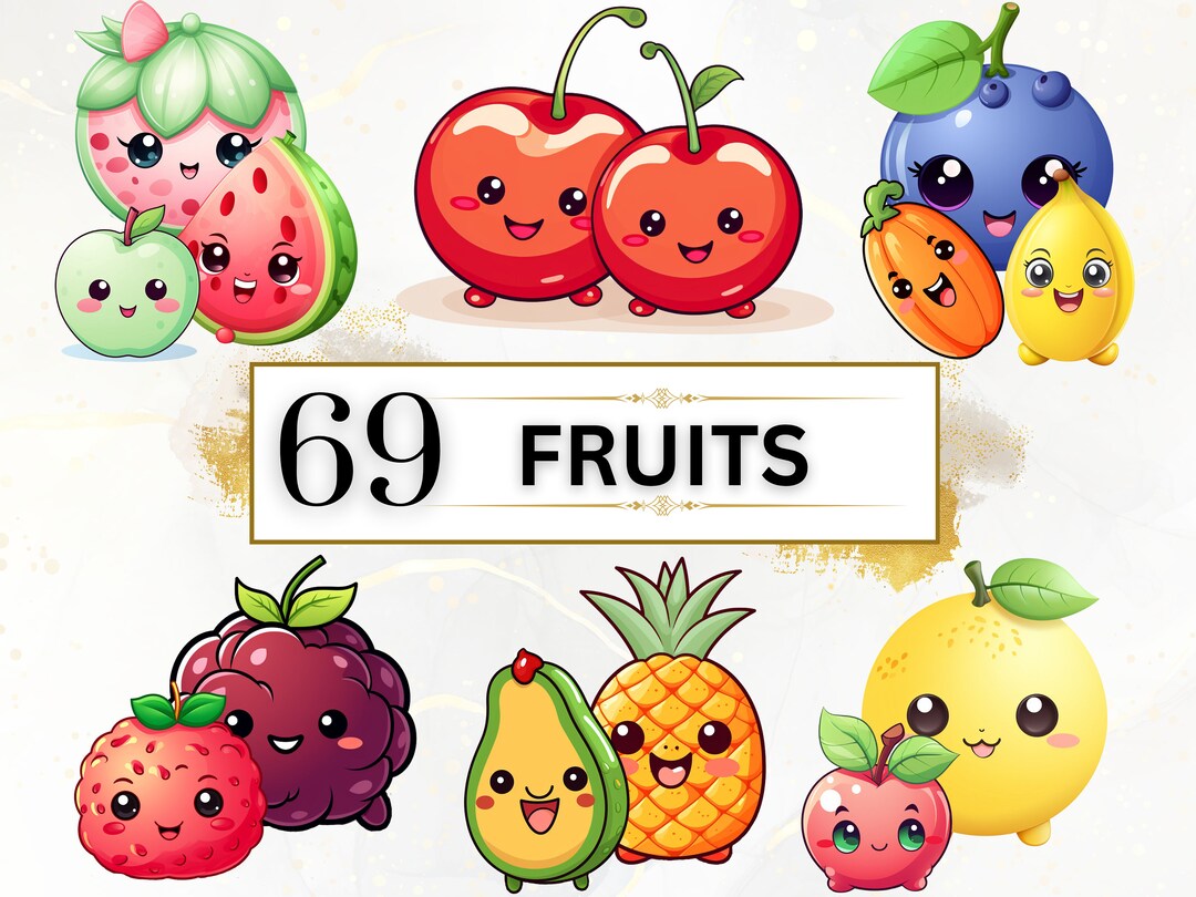 Kawaii Clipart Bundle 69 Cute Kawaii PNG Clipart Set, Kawaii Food ...