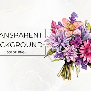 Watercolor Flower Bouquets Clipart, Watercolor PNG, Watercolor Flowers ...