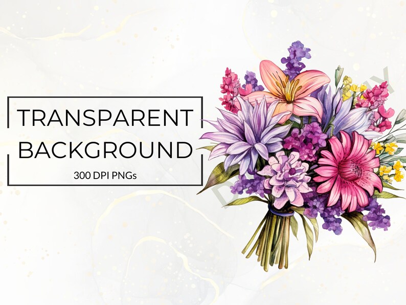 Watercolor Flower Bouquets Clipart, Watercolor PNG, Watercolor Flowers ...