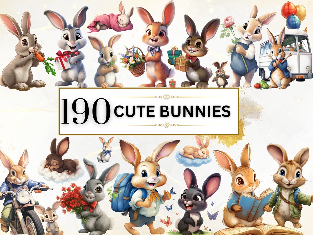 Rabbit Clipart Bunny Clipart Cute Rabbit PNG Animal Clipart Cute Bunny ...