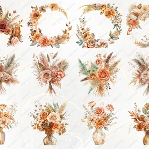 Boho Flower Clipart Watercolor Flower PNG Boho Floral Clipart Spring ...