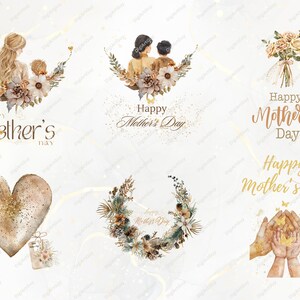 Boho Mother's Day Clipart Watercolor Mother's Day PNG Floral Mothers ...