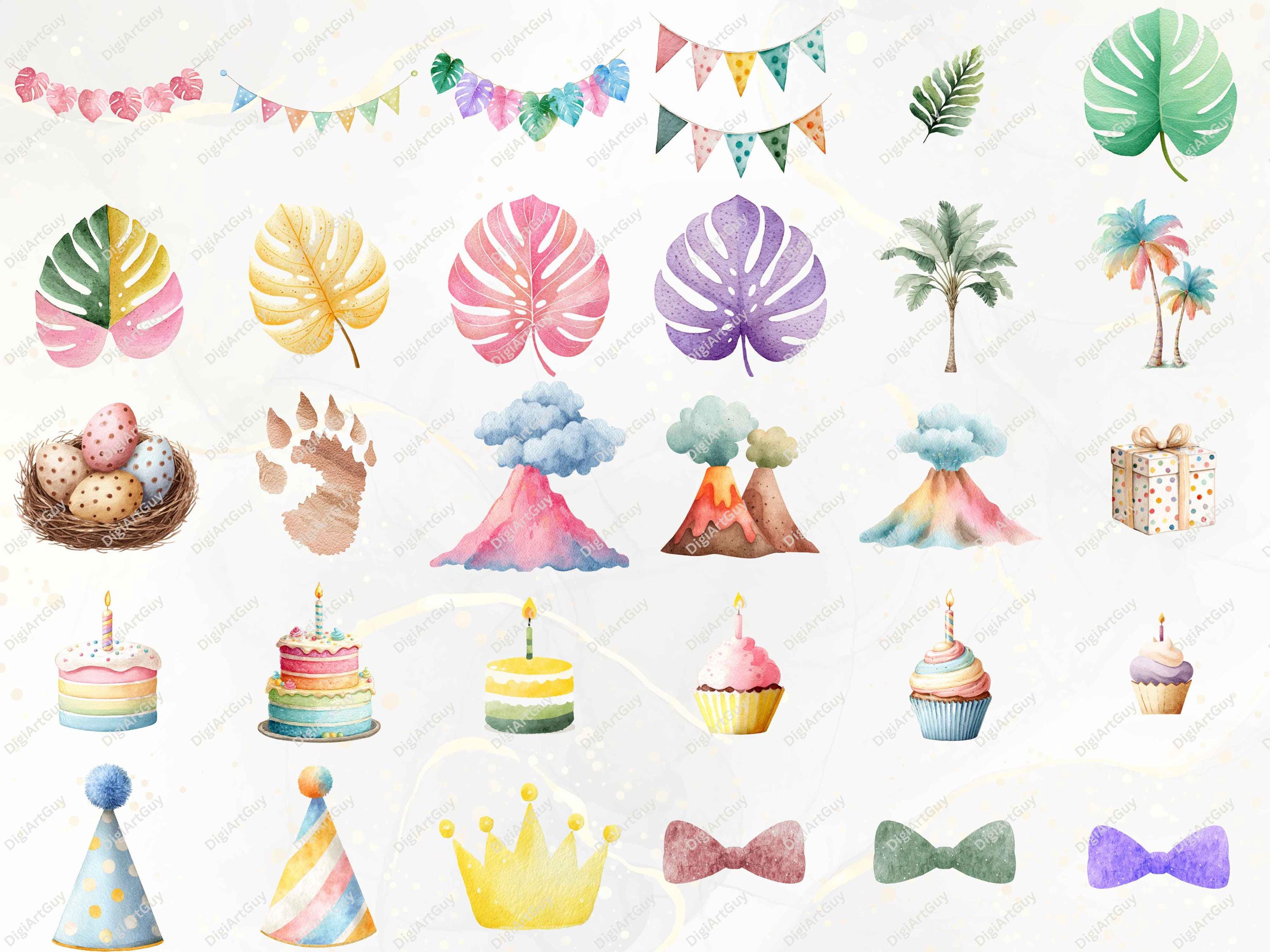 Watercolor Dinosaur Party Clipart Cute Baby Dino Clip Art Baby Dino ...