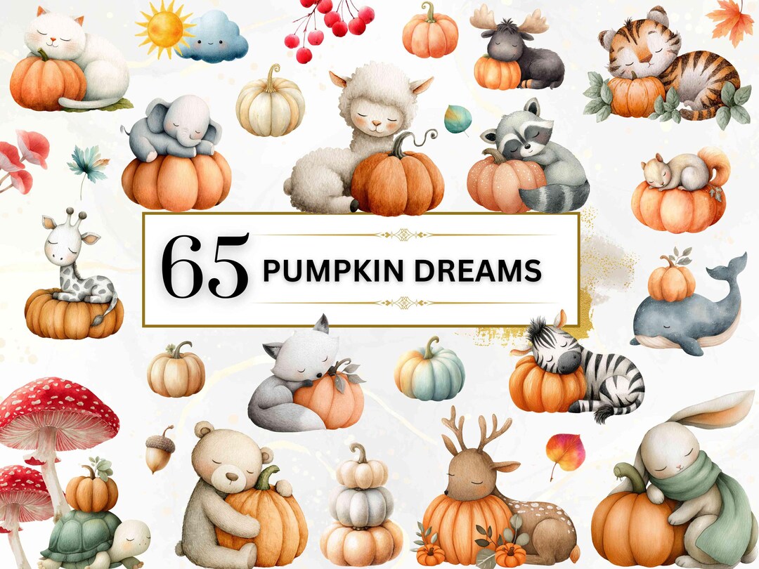 Cute Fall Animal Clipart Watercolor Autumn Clipart Animals With ...