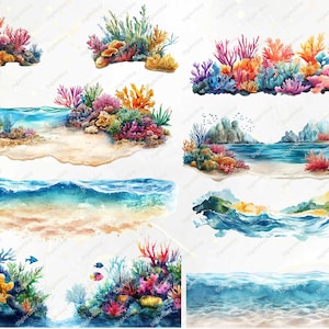Watercolor Sea Animal Clipart Realistic Sea Animals PNG Under the Sea ...