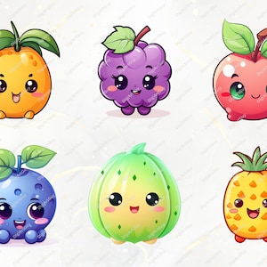 Kawaii Clipart Bundle - 169 Cute Kawaii PNG Clipart Set, Kawaii Food ...