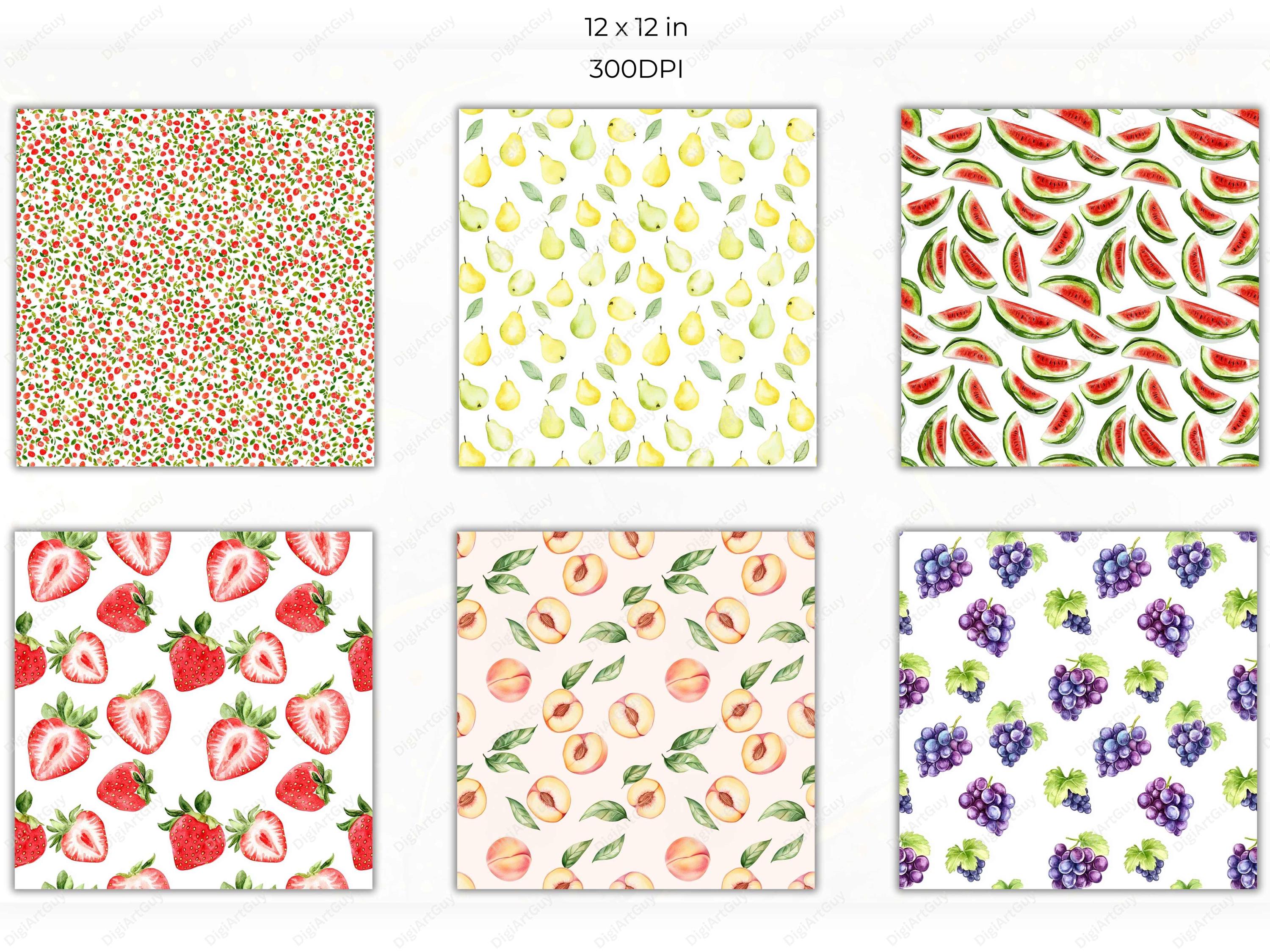 Fruit Seamless Patterns Summer Fruit Digital Paper Junk Journal Paper ...