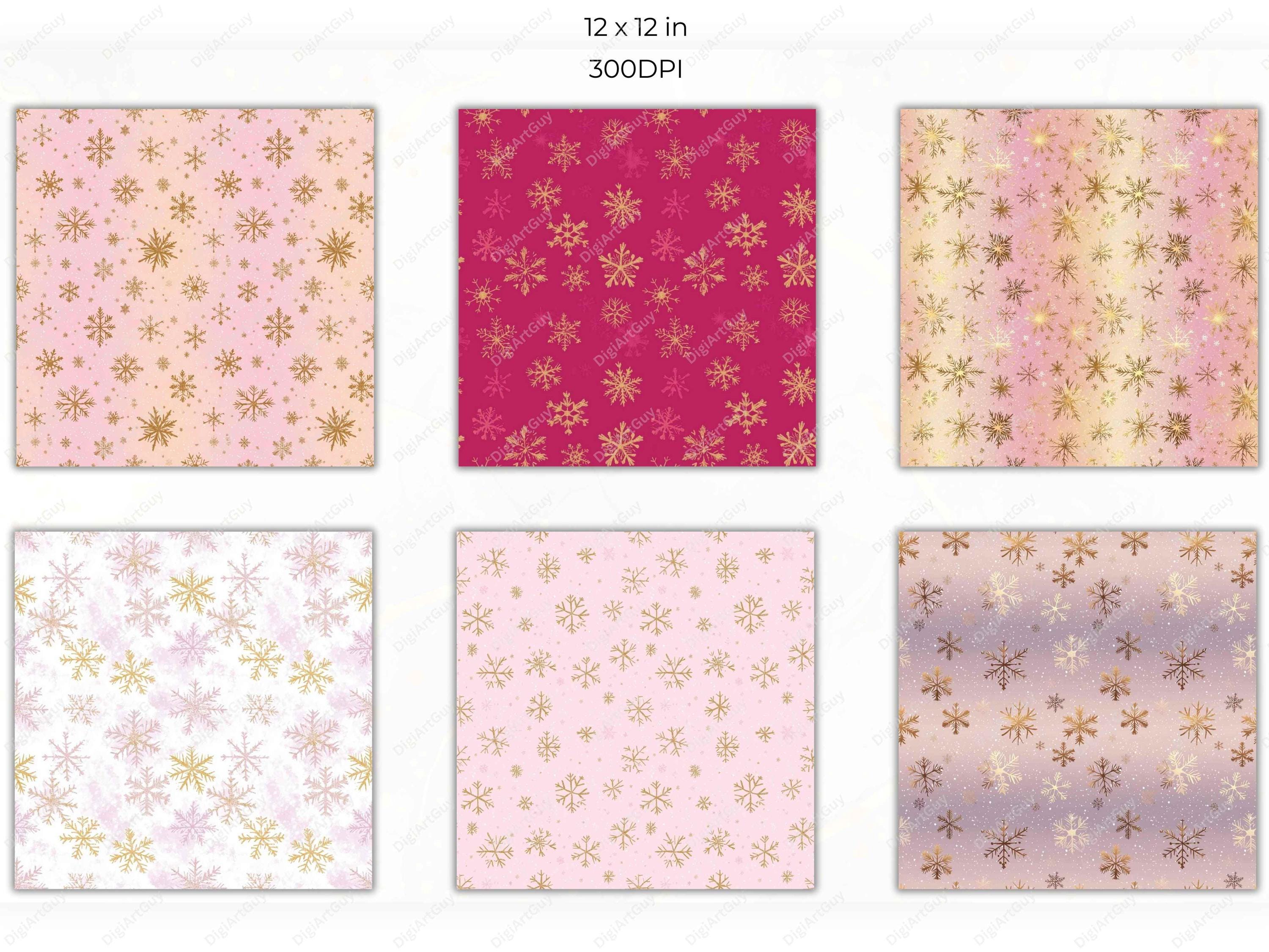 Pink Snowflakes Seamless Patterns Snowflakes Digital Paper Winter Junk ...