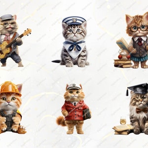 Working Cats PNG Bundle - 145 Cats Clipart Pngs, Cats Clipart, Animals ...