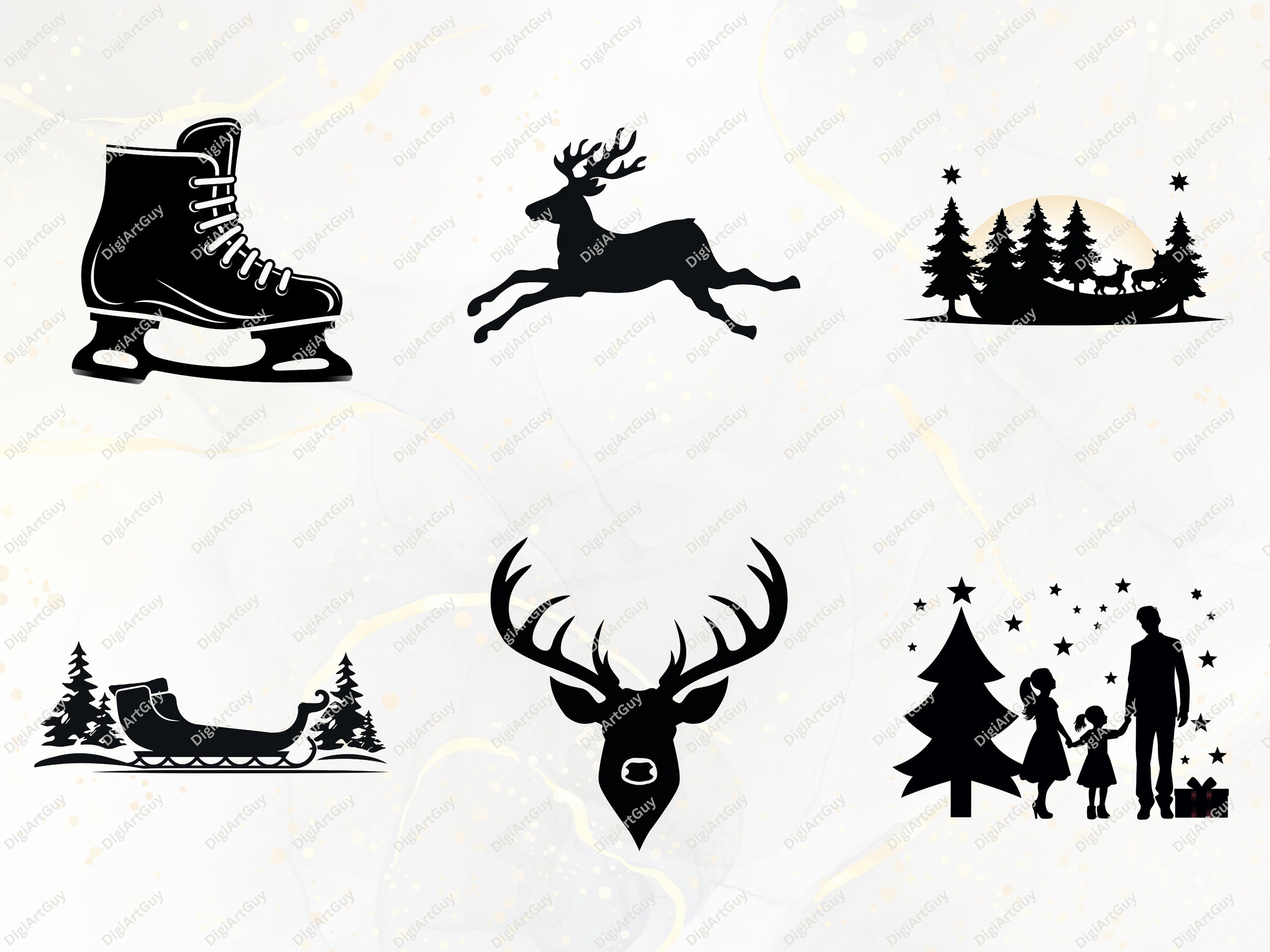 Winter Silhouette Clipart Watercolor Winter Clipart Pngs Cozy Winter ...