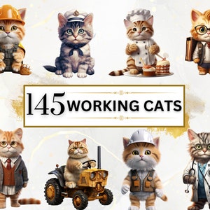 Working Cats PNG Bundle - 145 Cats Clipart Pngs, Cats Clipart, Animals ...