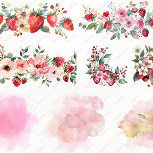 Strawberry Clipart Set Watercolor Strawberry PNG Cute Fruit Clipart ...