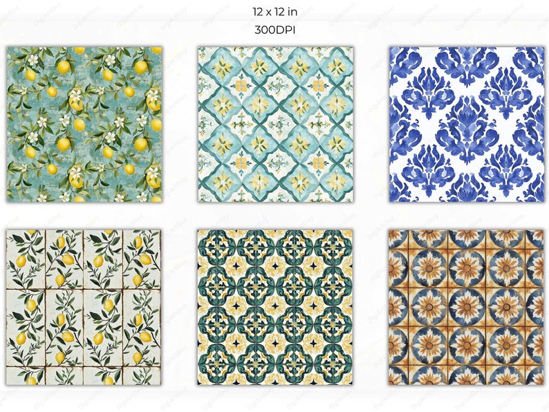 Mediterranean Seamless Patterns Blue Digital Print Summer Digital Paper ...